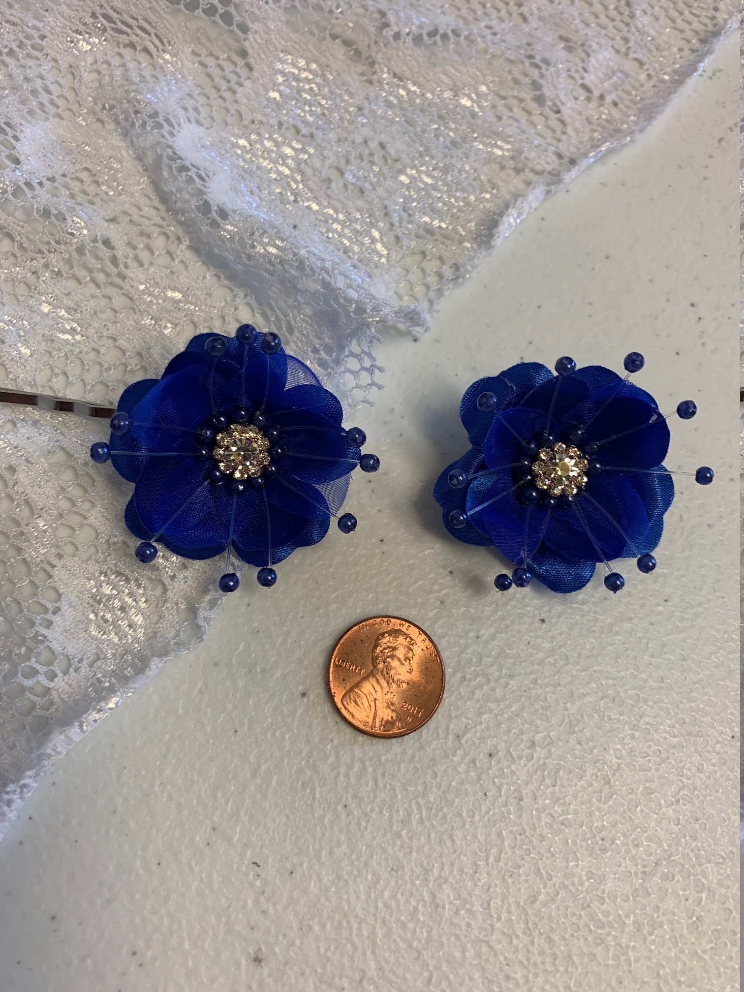 Two Small Royal Blue Flowers Hair Pins,small Flowers Hair,bridesmaids ...