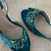 Teal Beaded Slingback Low Heels: Handmade Bridal Shoes (2 1/4") - Etsy