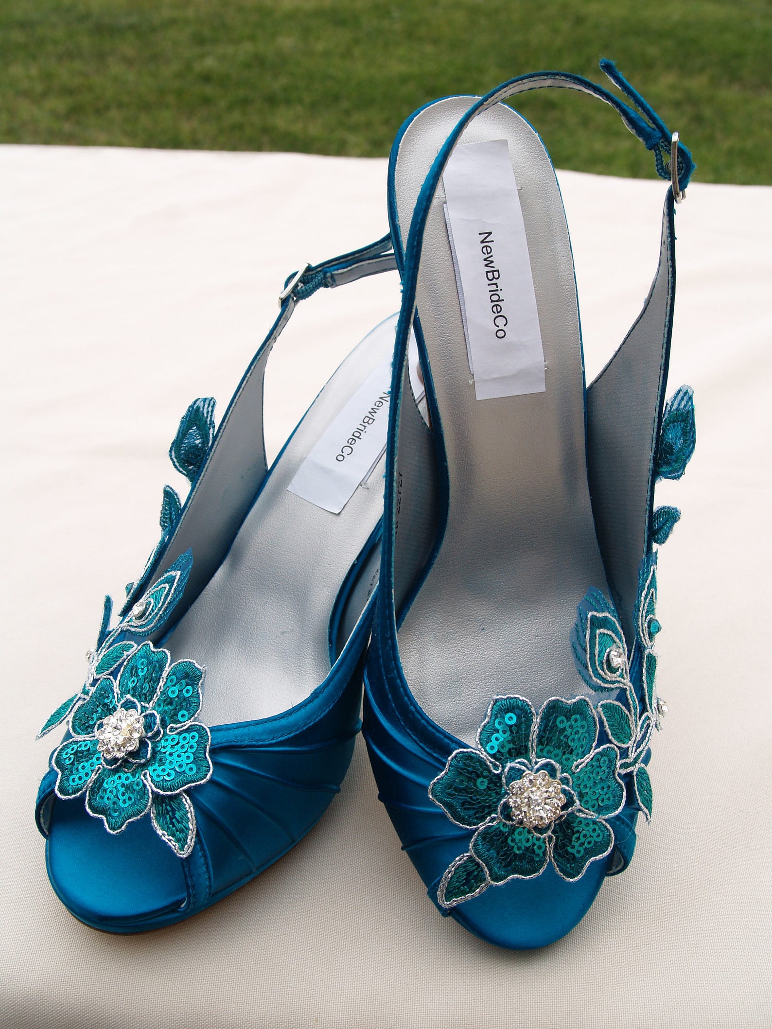 Teal Wedding Shoes Peacock Satin Heels Hand Embellished Teal Etsy Uk