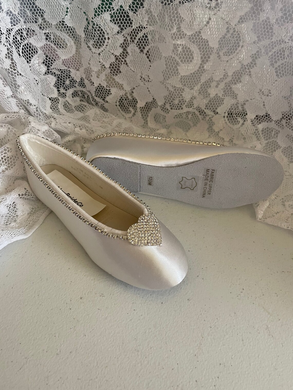First Communion Satin Shoes Crystals Hearts With Crystals | Etsy
