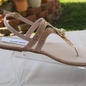Gold Beach Wedding Sandals: Dazzling Crystal & Pearl Bridal Shoes - Etsy