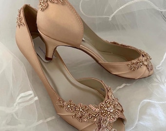 Prom Shoes Rose Gold Heels Ready to Ship Size: 7.5 With a Rose Gold ...