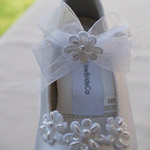 Girls Communion Shoes Beaded Flower, White Ivory Plus More Colors Shoes ...