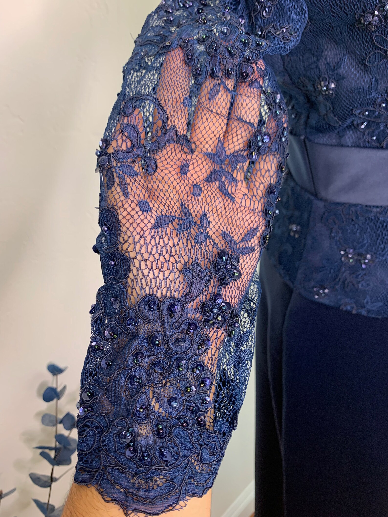 Navy Blue Lace Top Formal Dress Size 12 by Caterina Mother of - Etsy
