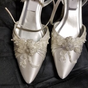 Wedding Ivory Shoes Closed Toes Very Low Heel, Off-white Ivory Wedding ...