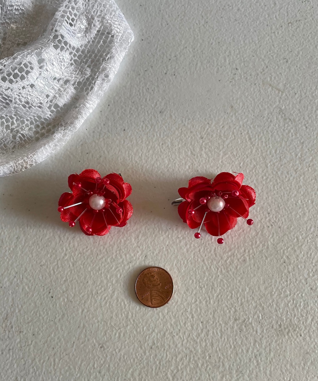 2 RED Bridesmaid Hair Flowers,flower Girl Flowers Red,red Hair Flowers ...