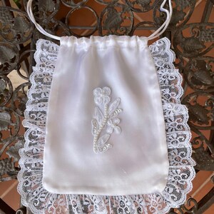 Brides Money Bag Satin Pull String Beaded Lace Appliqué, Money Dance ...