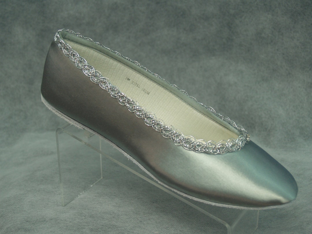 Silver Wedding Flats, Satin Ballet Slippers Shoes Hand Dyed and Trimmed ...