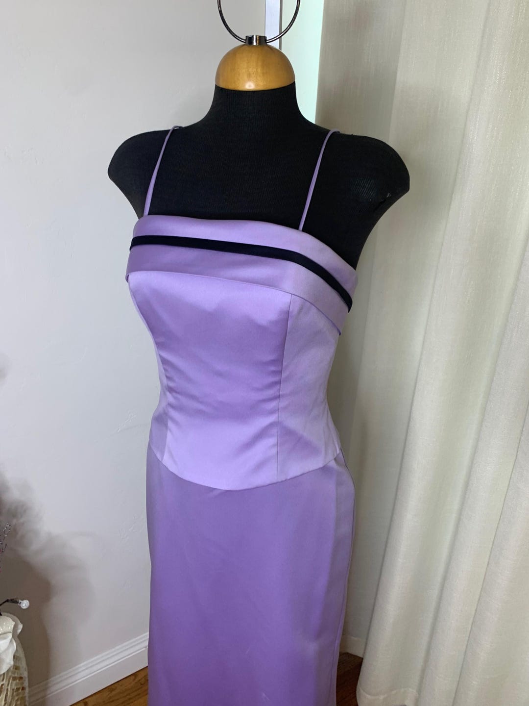 Vintage Jordan Violet Satin Formal Dress: Black Bow & Train, Size 4 - Etsy