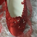Red Satin Flats Embellished W Red Lace and Crystals,red Victorian Flat ...