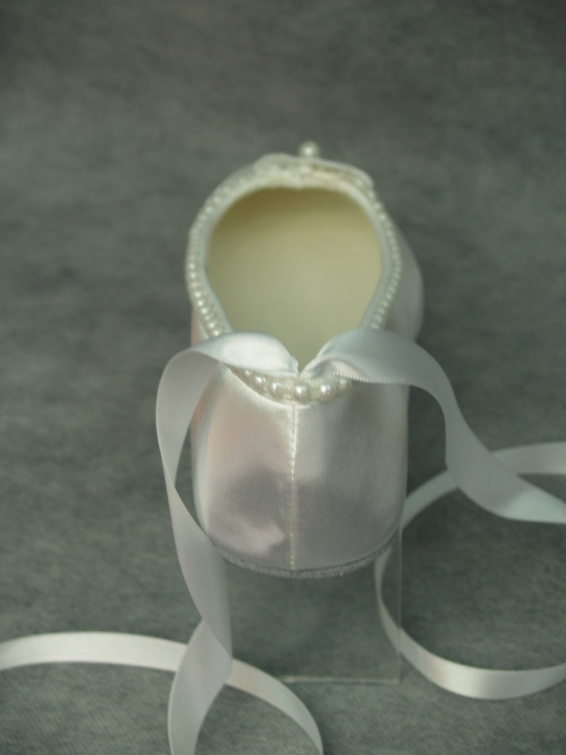 White Satin Ballet Style Slippers W Lace Bow & Pearls White - Etsy