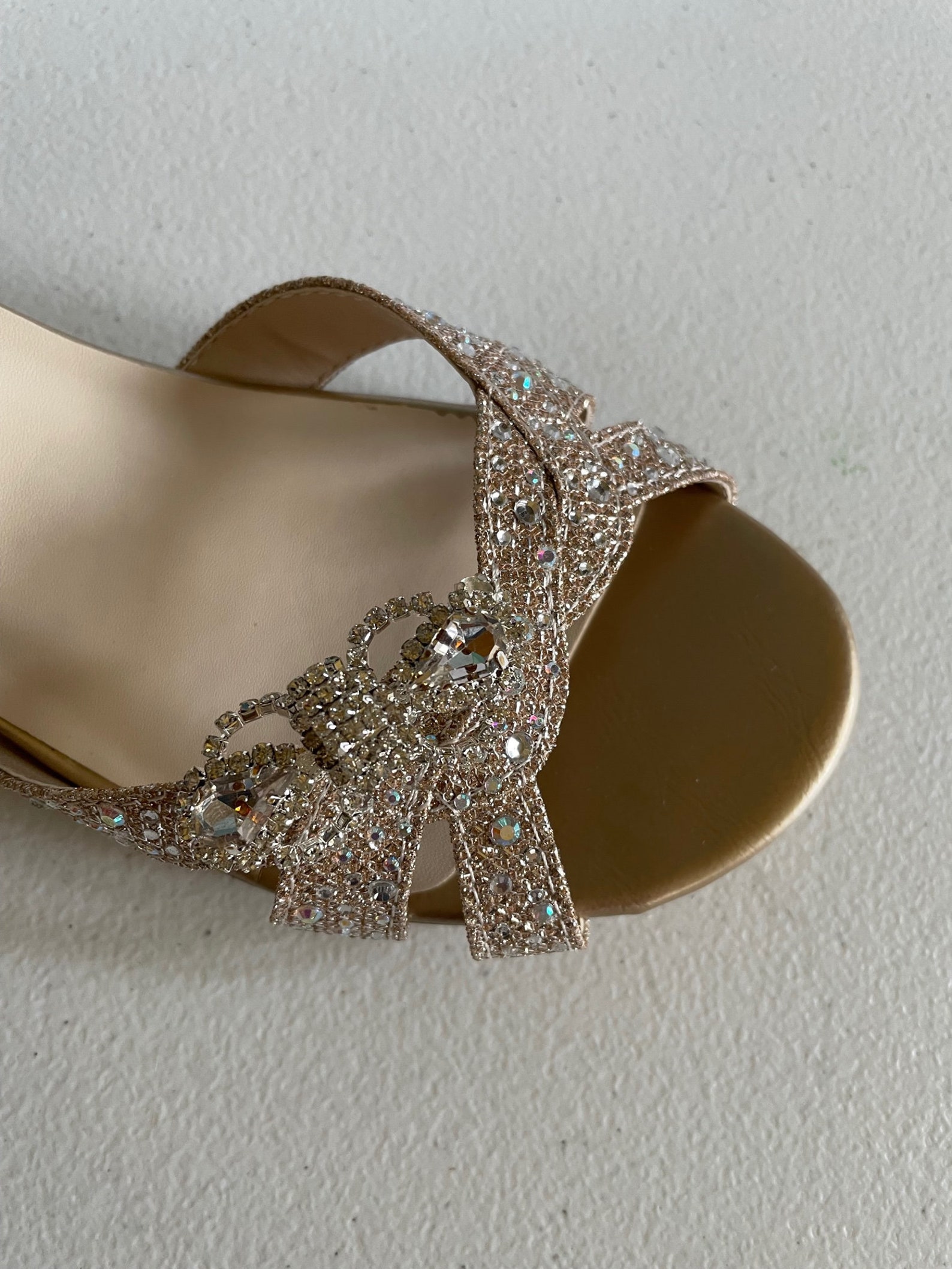 Girls Champagne Shimmer Shoes Crystals Bow Brooch Flower - Etsy