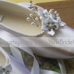 Wedding Ivory Flats Crystals and Pearls,ballet Style Ivory Slippers ...