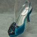 SIZE 7 Shoes Teal & Black Medium Heel, Peep Toe Slingbacks, Something ...