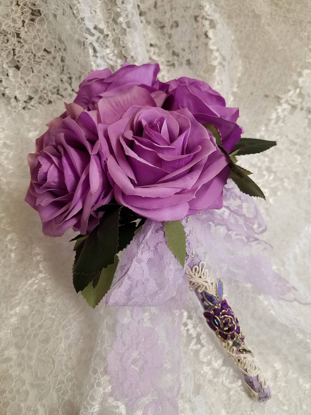 Bouquet Violet Purple Wedding Victorian Style and Boutonniere for ...