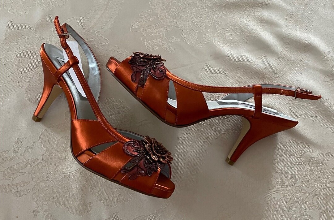 Copper Wedding Shoes Dyed Small Platform Peep Toe Slingback, Dancing ...
