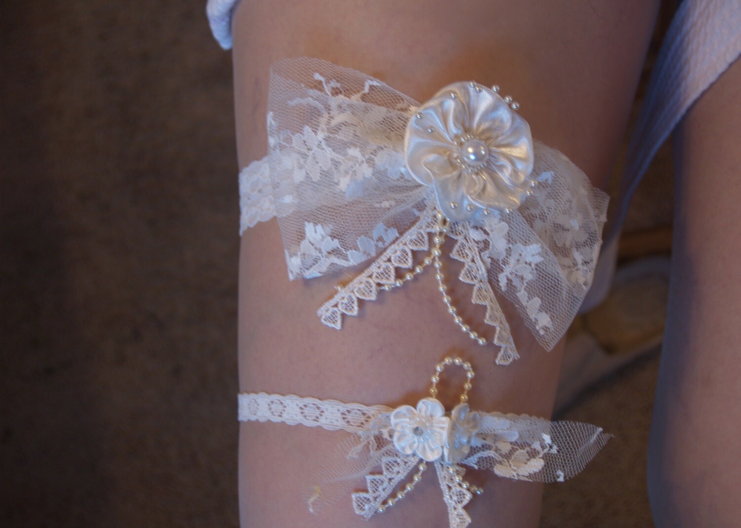 Ivory Lace Garter Set Bridal White Lace Garter Set - Etsy