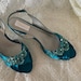 Teal Beaded Slingback Low Heels: Handmade Bridal Shoes (2 1/4") - Etsy