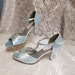Powder Blue Heels Shoes Silver Swarovski Crystalsmid High - Etsy
