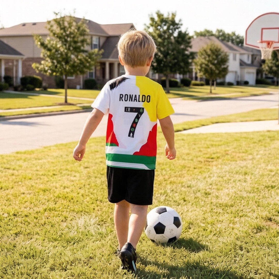 Kids Ronaldo #7 Custom Soccer Jersey Set | Youth CR7 Patchwork Football ...
