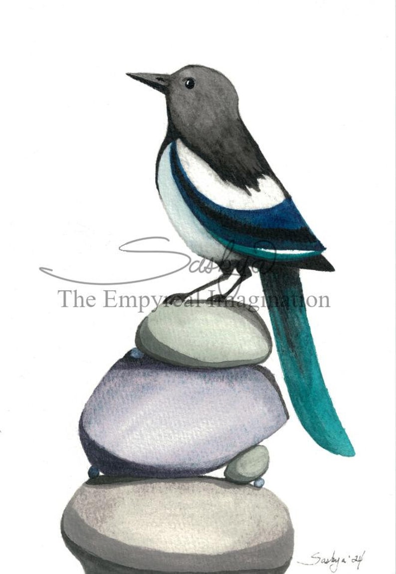 Zen Bird on Zen Rocks Watercolor Painting, Original Art, Gift, Present ...