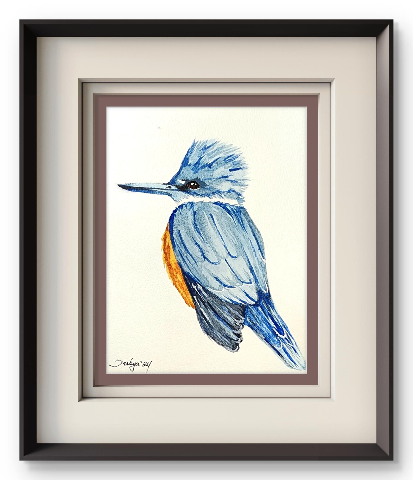 King of Fishing Kingfisher Bird Watercolor Painting, Original Art, Gift ...