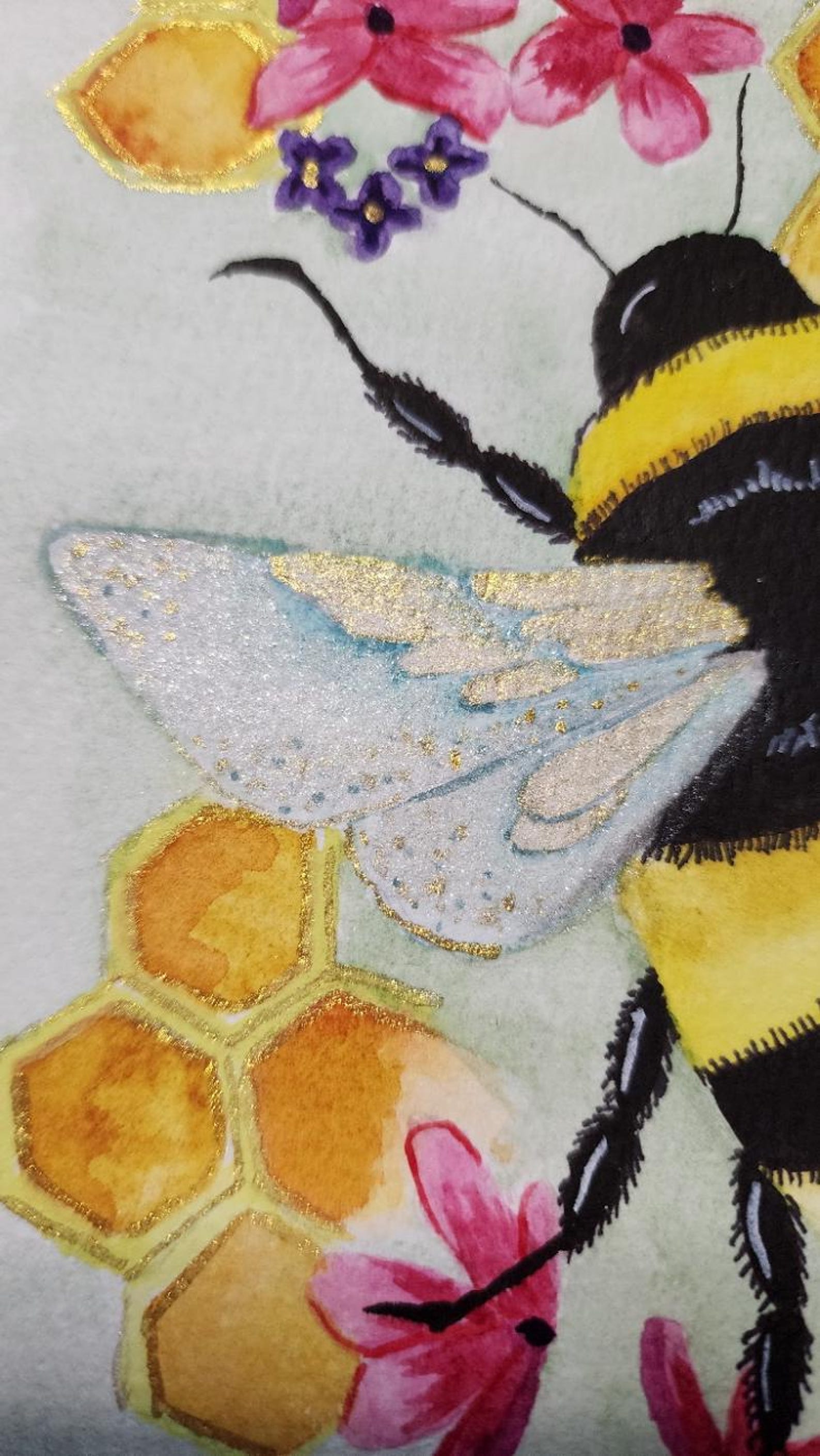 Honeycomb Bee Watercolor Painting Original Art, Gift, Present - Etsy