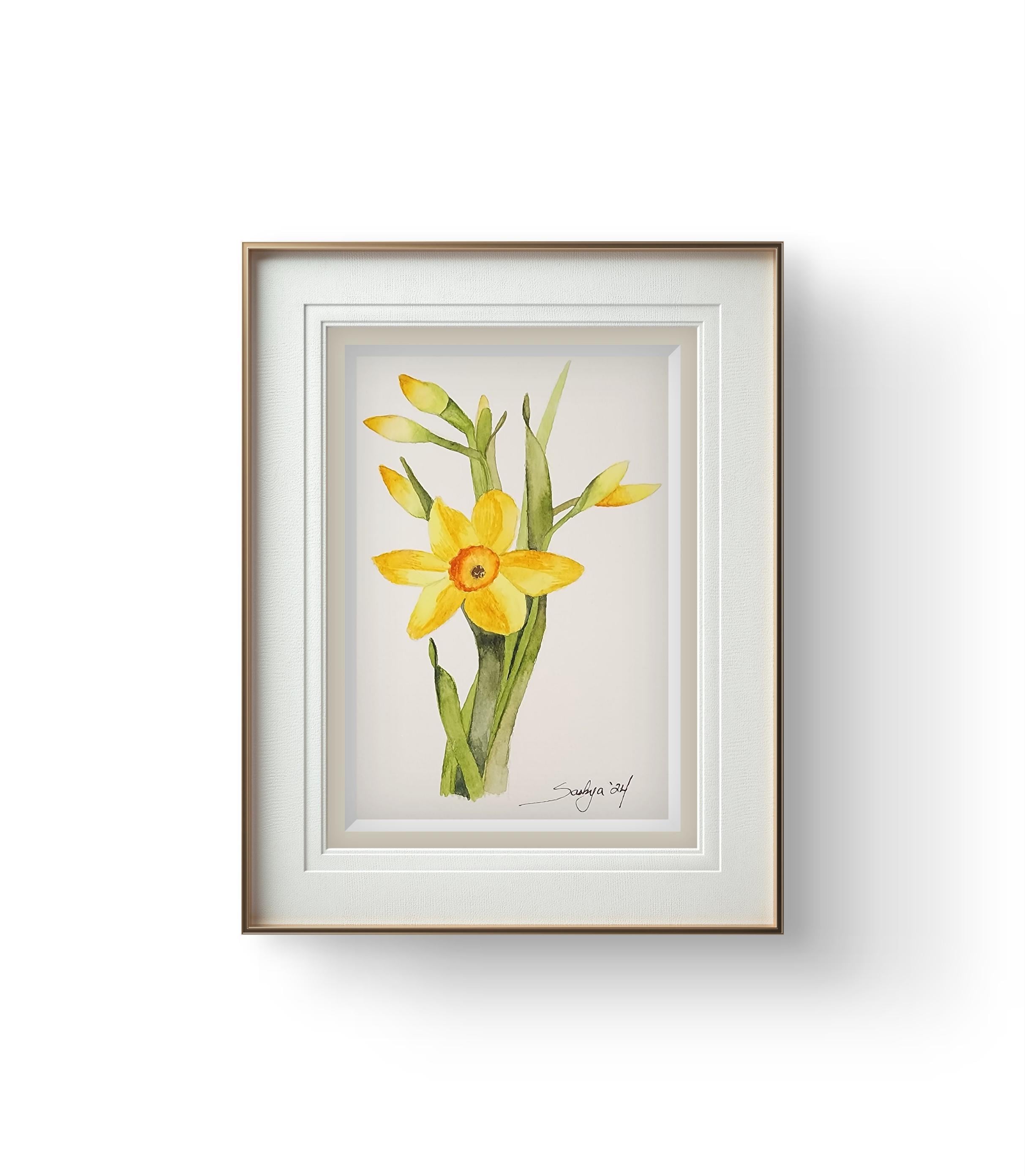 Daffodil Bunch Garden Flowers, Watercolor Painting, Original Art, Gift ...