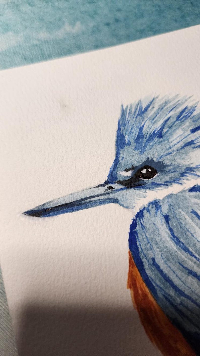 King of Fishing Kingfisher Bird Watercolor Painting, Original Art, Gift ...