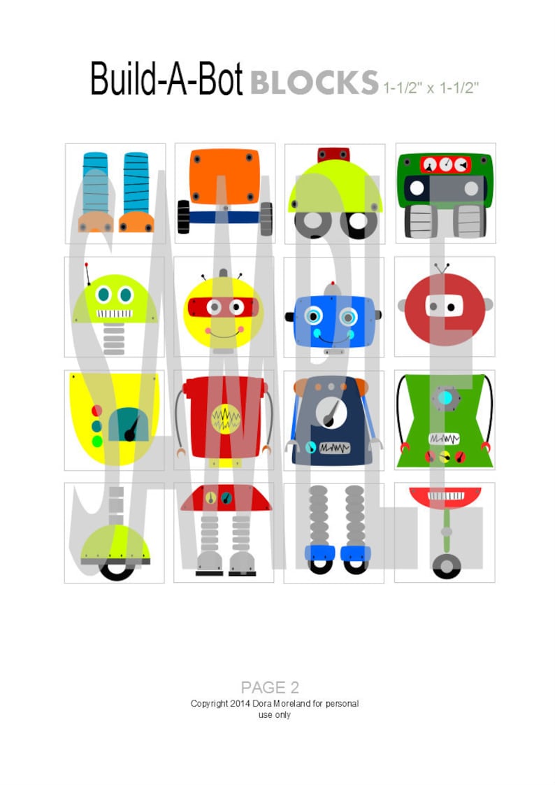DIY Mix and Match Robot Block PDF Printable - Etsy