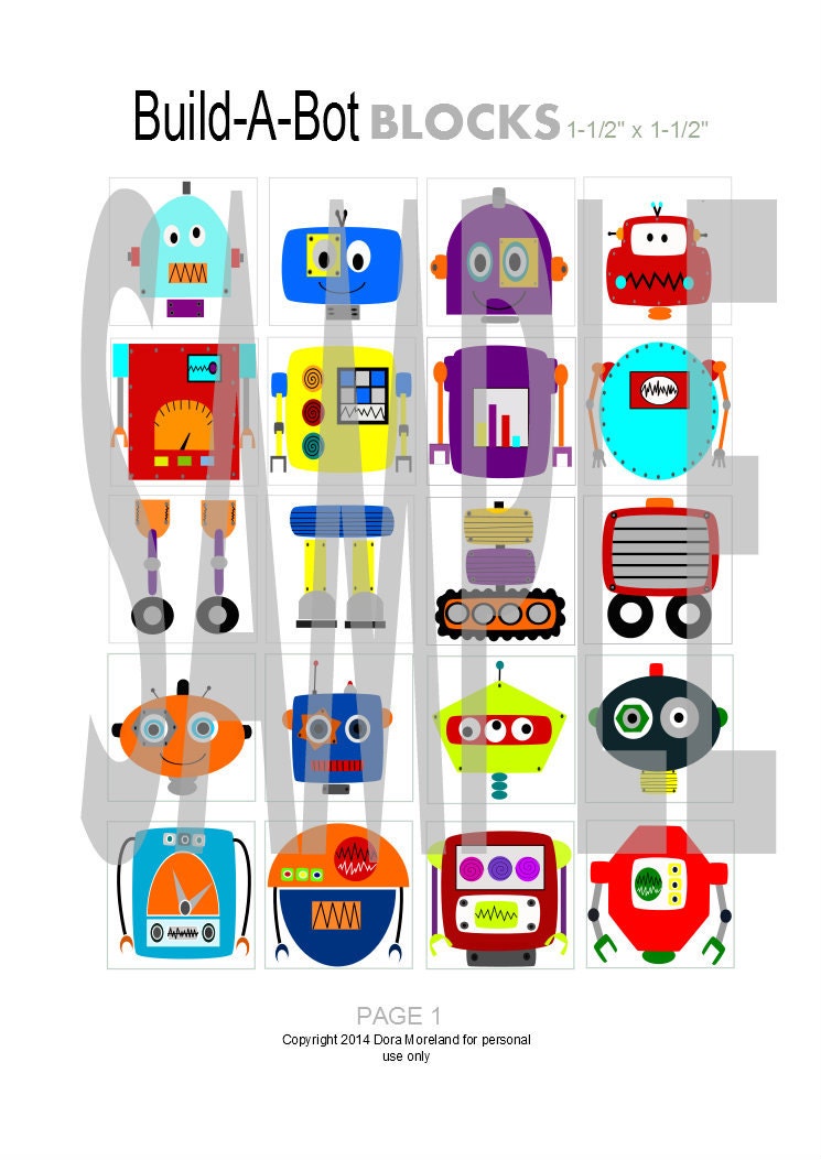DIY Mix and Match Robot Block PDF Printable - Etsy