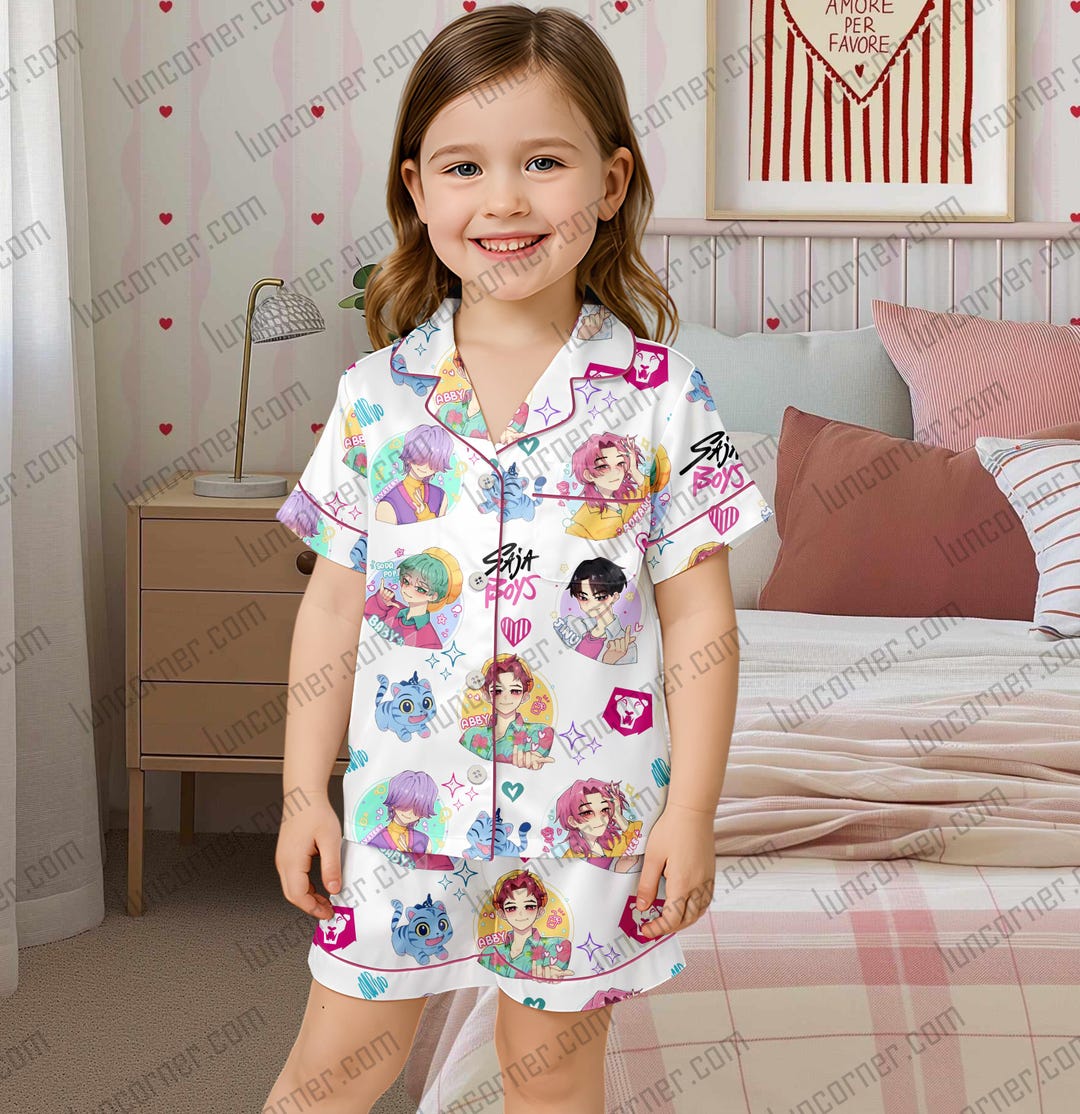 Saja Boys K-pop Pajamas Set, Cute Cartoon Sleepwear for Kids, Retro ...