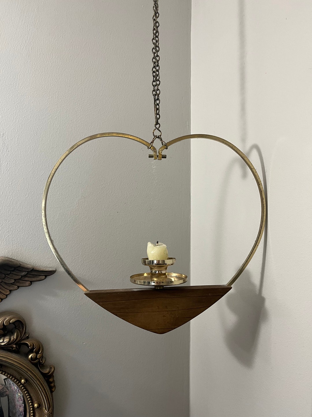 Vintage MCM Hanging Heart Candle Holder - Etsy