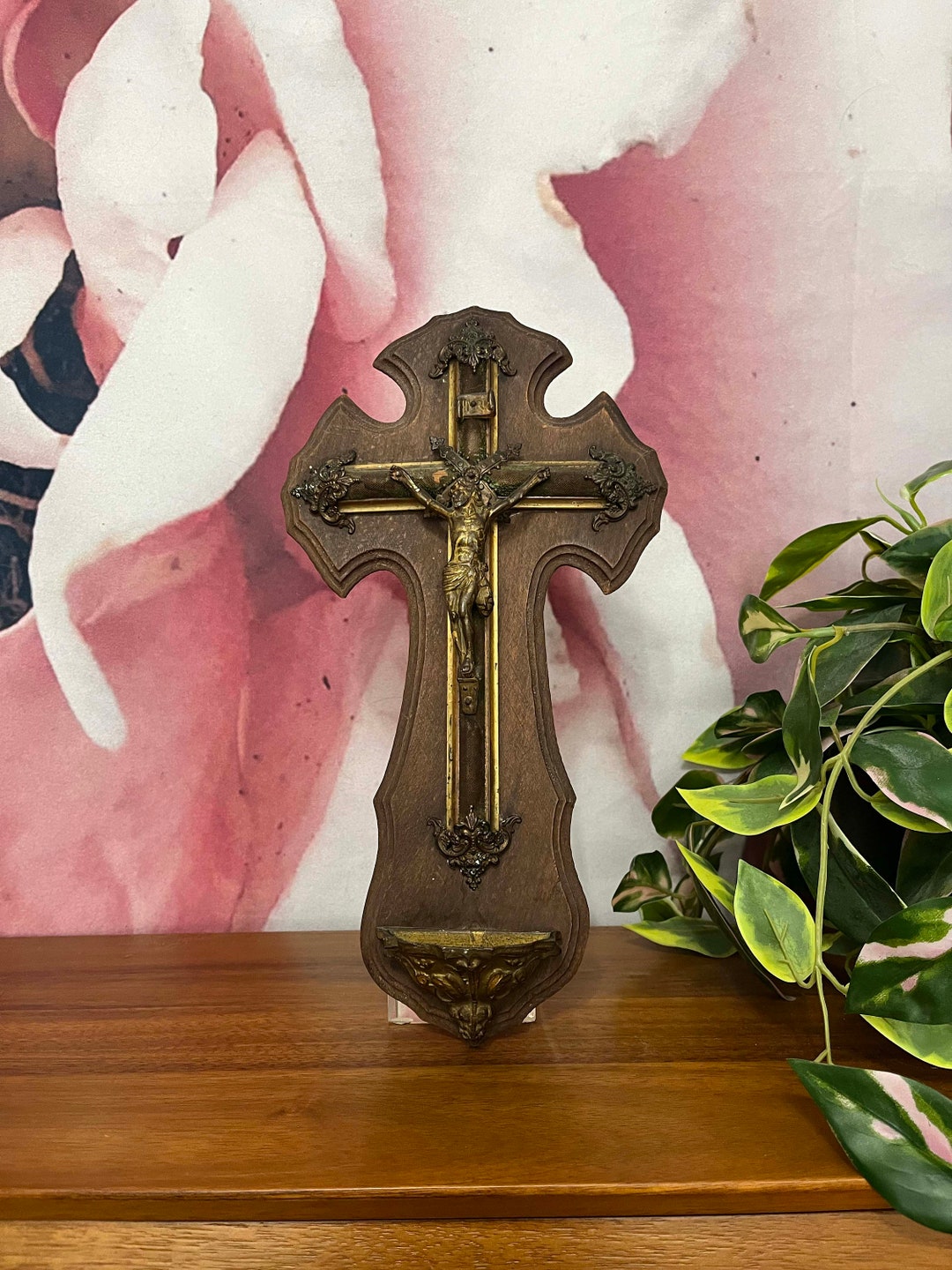 Antique Wooden Crucifix Font - Etsy