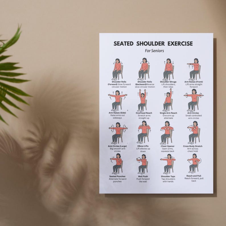 Seated Shoulder Exercises for Senior Women Printable PDF Chart - Etsy UK