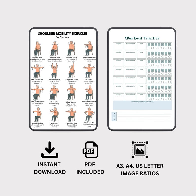 Shoulder Exercise Chart for Seniors Printable, Mobility Routine PDF - Etsy
