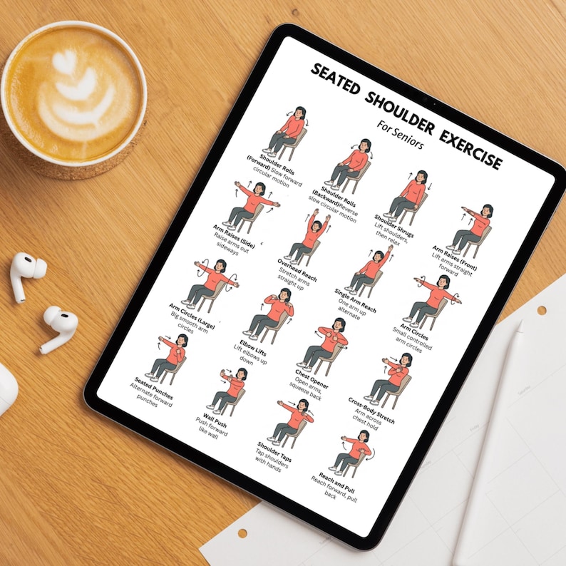 Shoulder Exercises for Seniors Printable, Mobility Routine PDF Chart ...