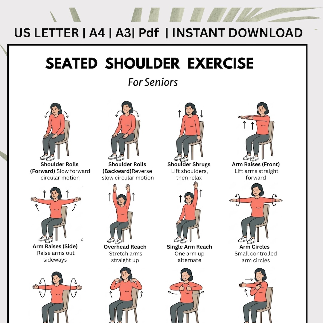 Shoulder Exercises for Seniors Printable, Mobility Routine PDF Chart ...