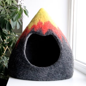 Pet Bed Volcano From Wool. Lava Stone Felt Cat Cave. Gift for Pets. - Etsy
