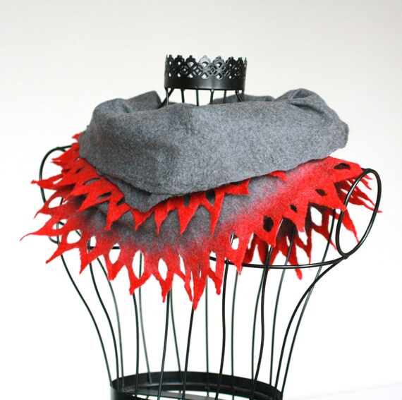 Women infinity scarf felted wool circle scarf from grey and | Etsy