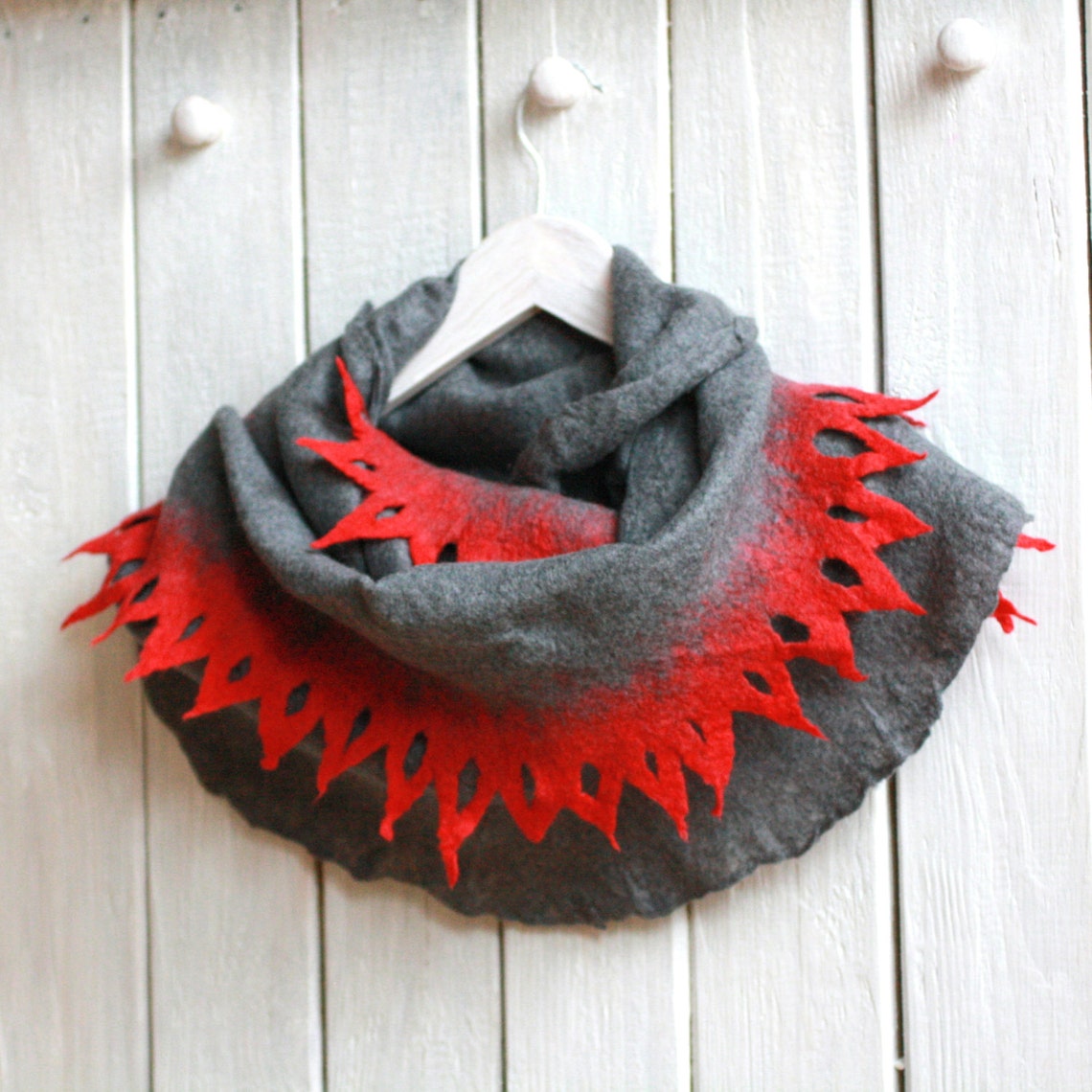 Women infinity scarf felted wool circle scarf from grey and | Etsy