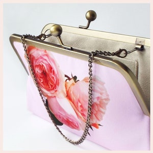 Pink Floral Clutch Bag for Wedding, Evening Purse With Pink Roses ...