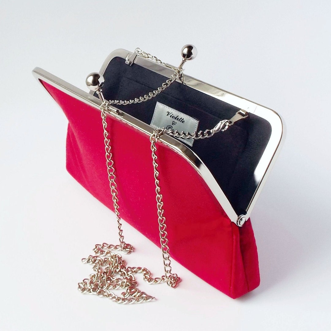 Red Evening Bag, Clutch Bag in Red Silk for Special Occasion ...