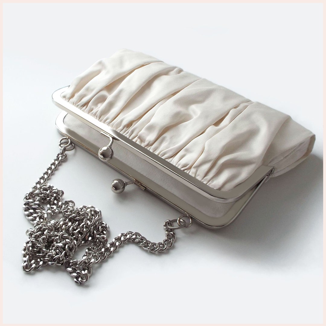 Ivory Bridal Clutch Bag With Shoulder Chain, Handmade Purse for the ...