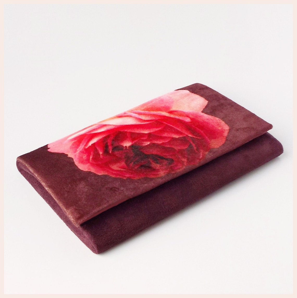 Evening Clutch Red Velvet Purse Burgundy Bag With Rose | Etsy