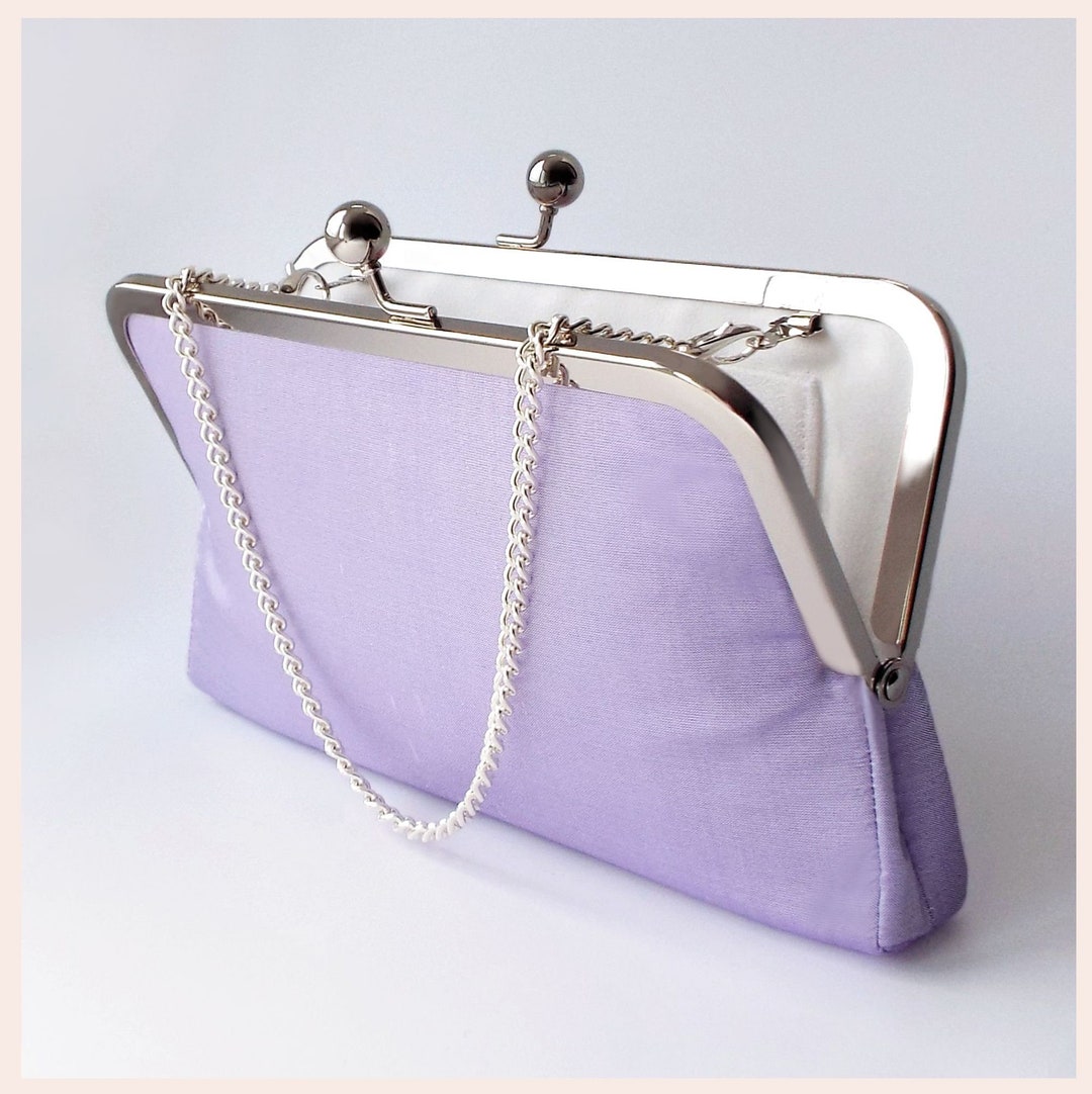 Lilac Clutch Bag, Evening Purse, Purple Bag With Chain, Personalised ...