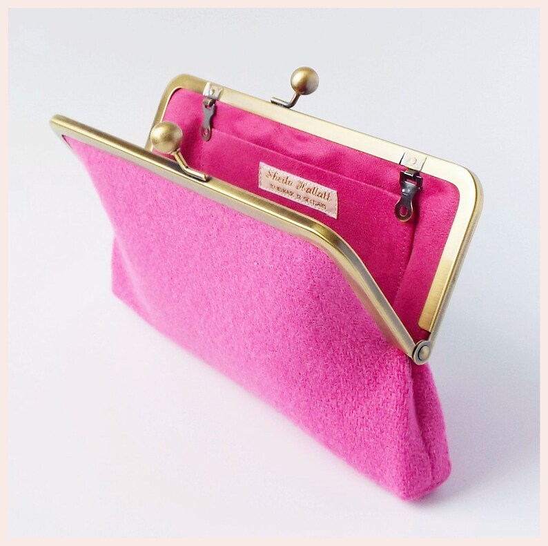 Pink Clutch Bag Harris Tweed Bag Clutch Purse With - Etsy