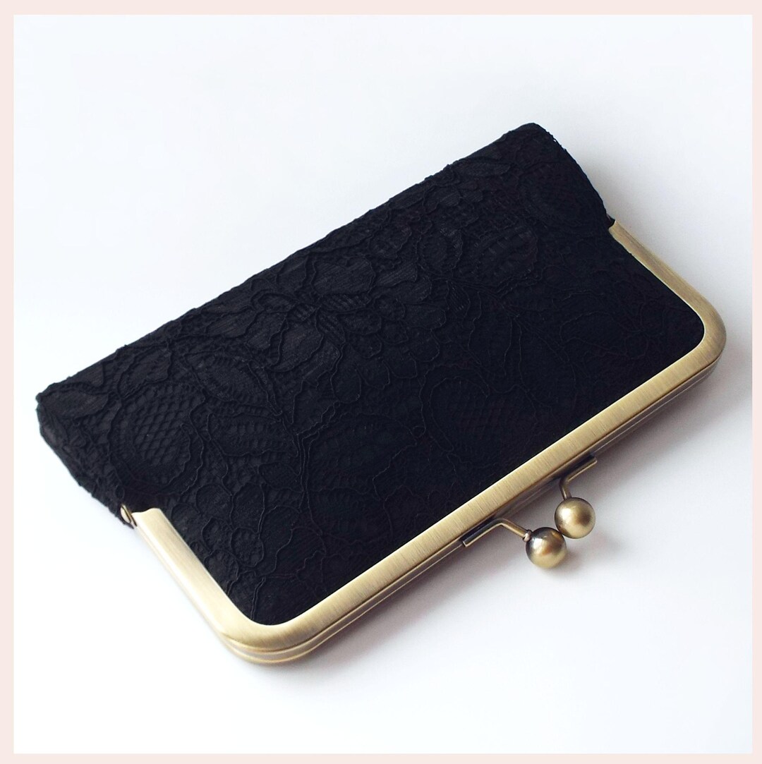 Black Lace Evening Clutch Bag, Wedding Purse, Personalised Gift for ...