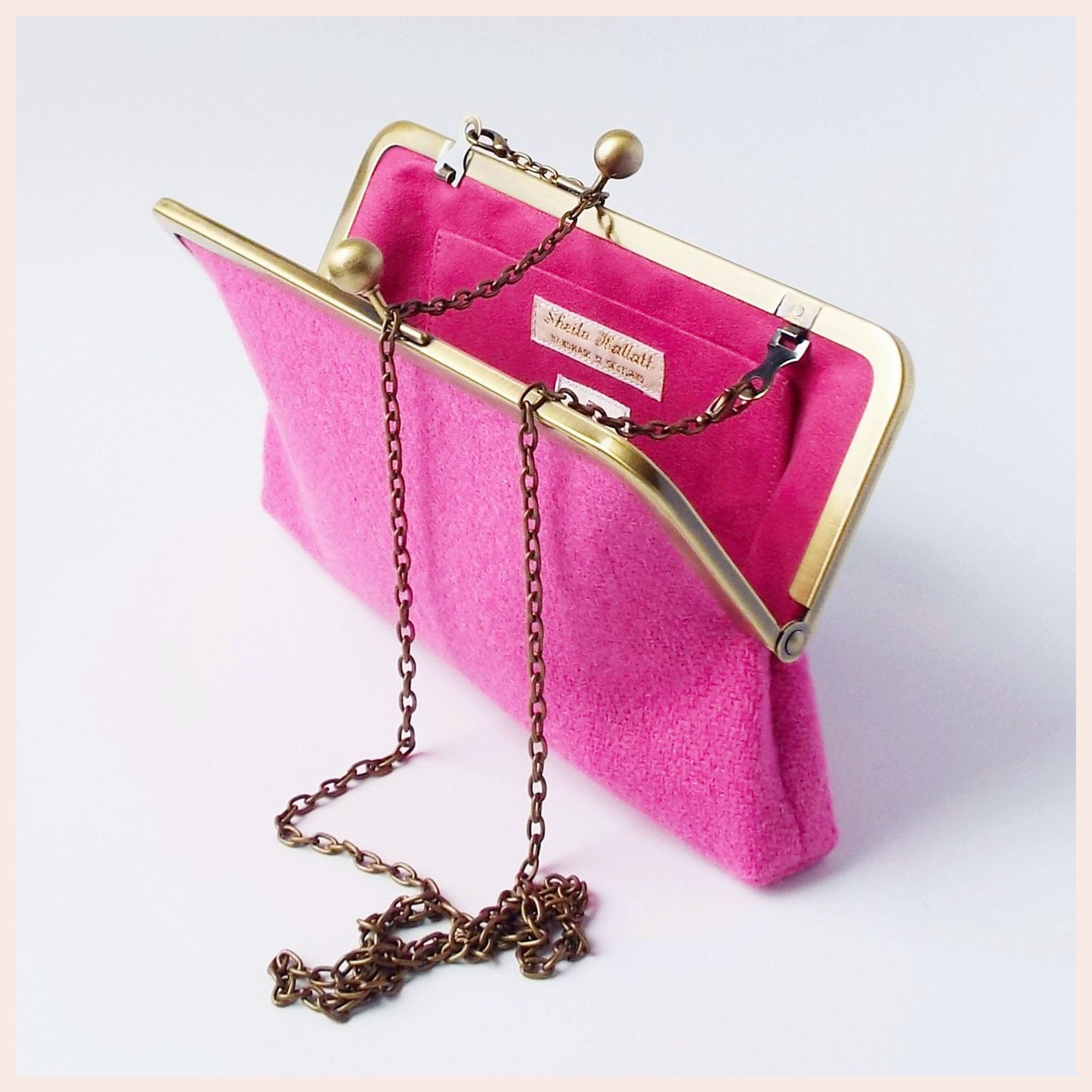 Pink Clutch Bag Harris Tweed Bag Clutch Purse With - Etsy