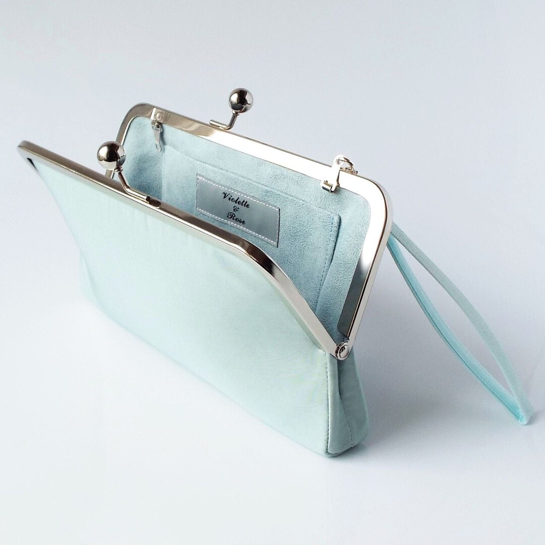 Bridal Clutch Bag With Wristlet, Something Blue Bridal Purse for ...